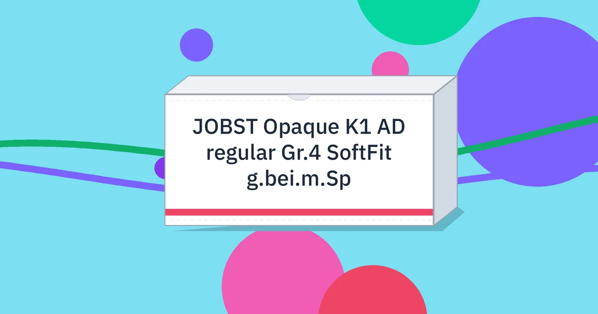 Symbolbild: Packung mit der Aufschrift JOBST Opaque K1 AD regular Gr.4 SoftFit g.bei.m.Sp (PZN 16262825) – Verfügbarkeit und Bezug in Apotheken in Frankfurt am Main