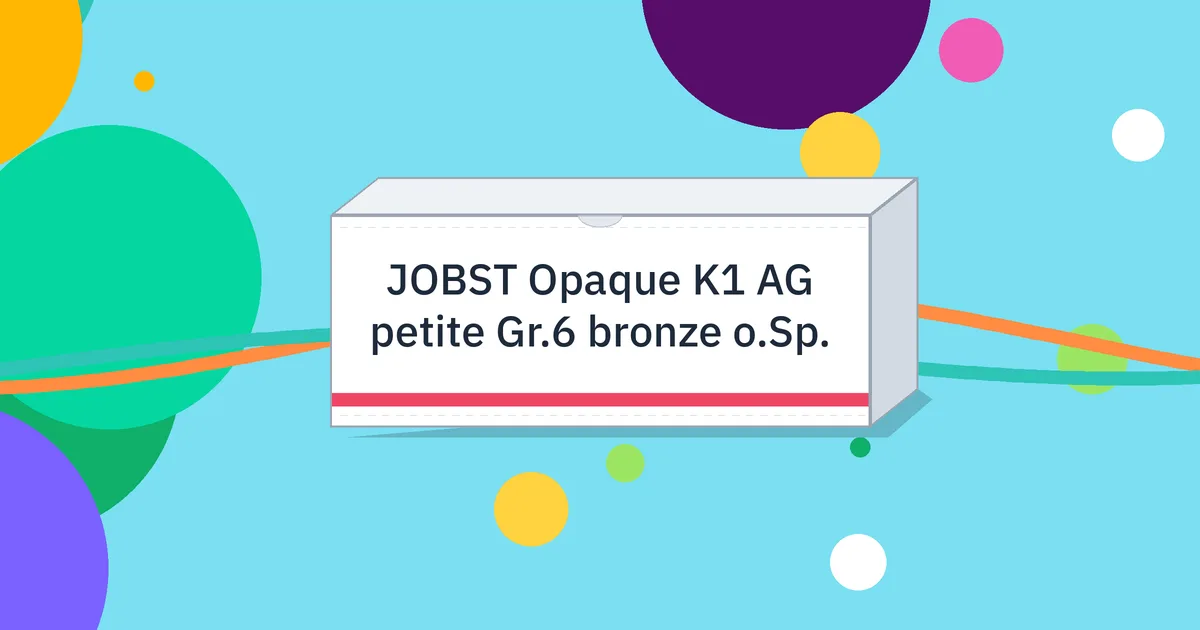 Symbolbild: Packung mit der Aufschrift JOBST Opaque K1 AG petite Gr.6 bronze o.Sp. (PZN 13087221) – Verfügbarkeit und Bezug in Apotheken in Frankfurt am Main