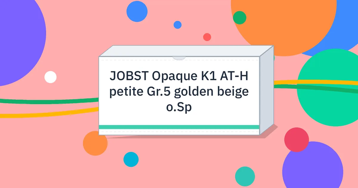 Symbolbild: Packung mit der Aufschrift JOBST Opaque K1 AT-H petite Gr.5 golden beige o.Sp (PZN 16276365) – Verfügbarkeit und Bezug in Apotheken in Frankfurt am Main