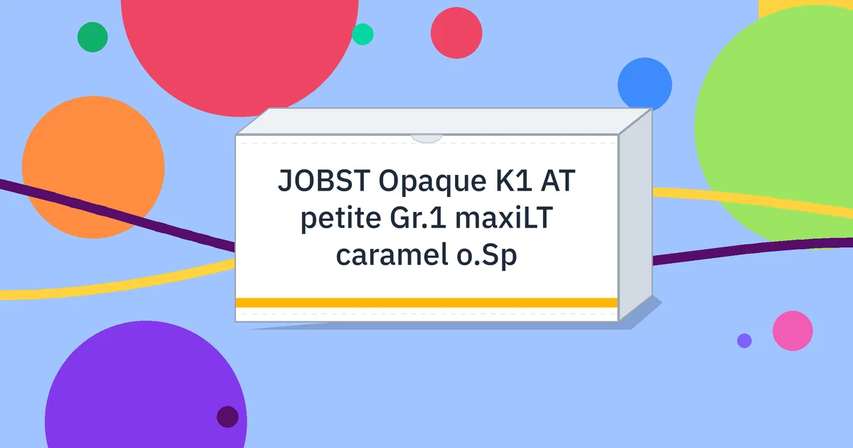 Symbolbild: Packung mit der Aufschrift JOBST Opaque K1 AT petite Gr.1 maxiLT caramel o.Sp (PZN 13103115) – Verfügbarkeit und Bezug in Apotheken in Frankfurt am Main