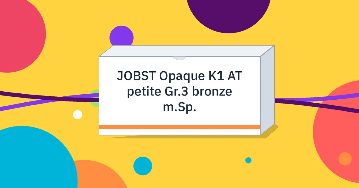 Symbolbild: Packung mit der Aufschrift JOBST Opaque K1 AT petite Gr.3 bronze m.Sp. (PZN 13103411) – Verfügbarkeit und Bezug in Apotheken in Frankfurt am Main