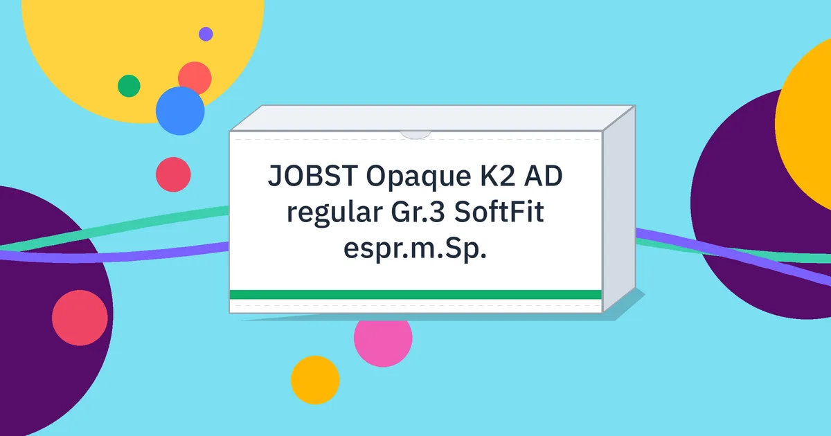 Symbolbild: Packung mit der Aufschrift JOBST Opaque K2 AD regular Gr.3 SoftFit espr.m.Sp. (PZN 16278275) – Verfügbarkeit und Bezug in Apotheken in Frankfurt am Main