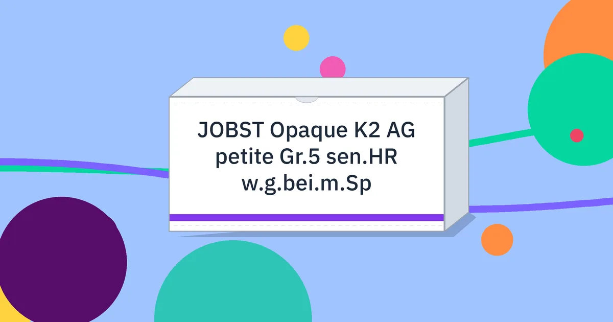 Symbolbild: Packung mit der Aufschrift JOBST Opaque K2 AG petite Gr.5 sen.HR w.g.bei.m.Sp (PZN 16284318) – Verfügbarkeit und Bezug in Apotheken in Frankfurt am Main