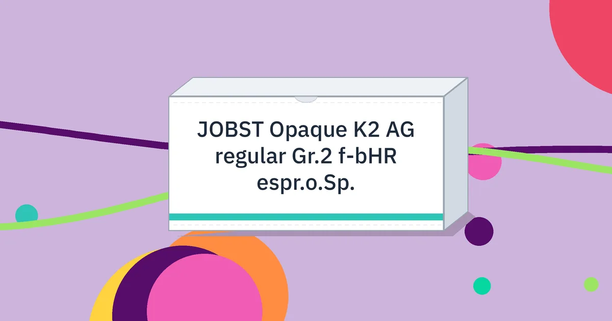Symbolbild: Packung mit der Aufschrift JOBST Opaque K2 AG regular Gr.2 f-bHR espr.o.Sp. (PZN 16281768) – Verfügbarkeit und Bezug in Apotheken in Frankfurt am Main