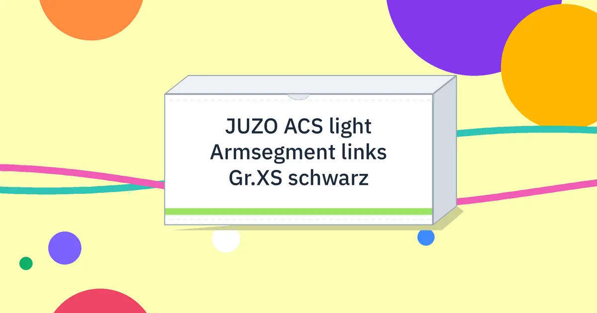Symbolbild: Packung mit der Aufschrift JUZO ACS light Armsegment links Gr.XS schwarz (PZN 13575512) – Verfügbarkeit und Bezug in Apotheken in Frankfurt am Main