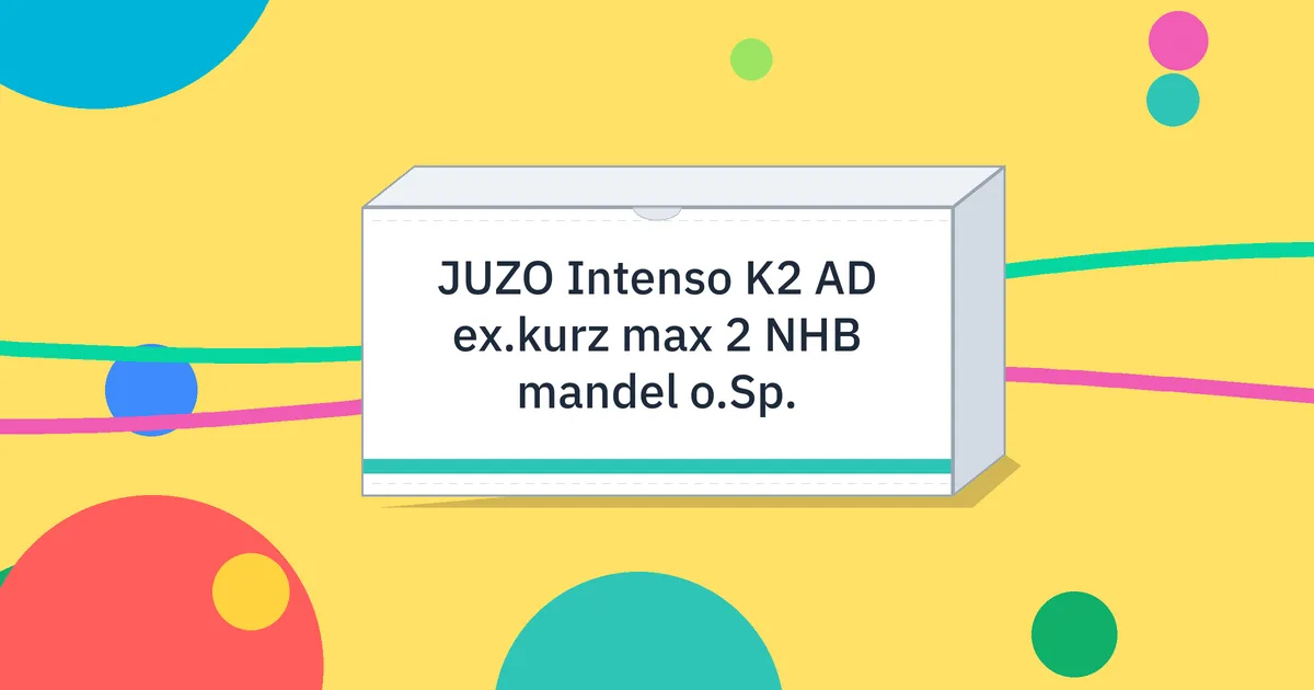 Symbolbild: Packung mit der Aufschrift JUZO Intenso K2 AD ex.kurz max 2 NHB mandel o.Sp. (PZN 18621062) – Verfügbarkeit und Bezug in Apotheken in Frankfurt am Main