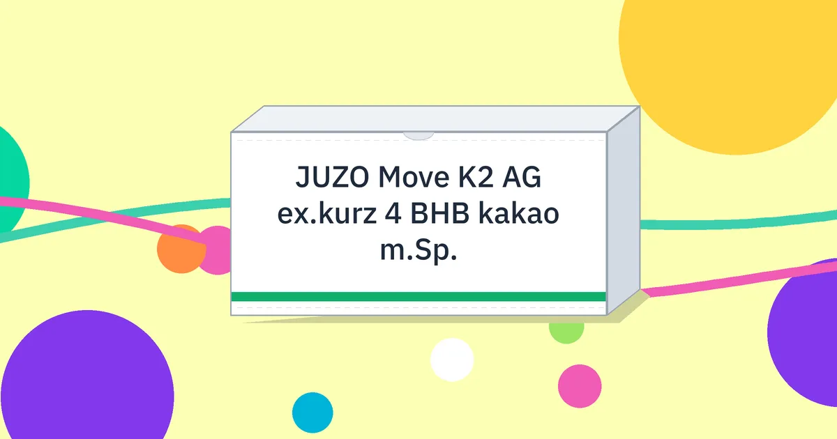 Symbolbild: Packung mit der Aufschrift JUZO Move K2 AG ex.kurz 4 BHB kakao m.Sp. (PZN 18563815) – Verfügbarkeit und Bezug in Apotheken in Frankfurt am Main