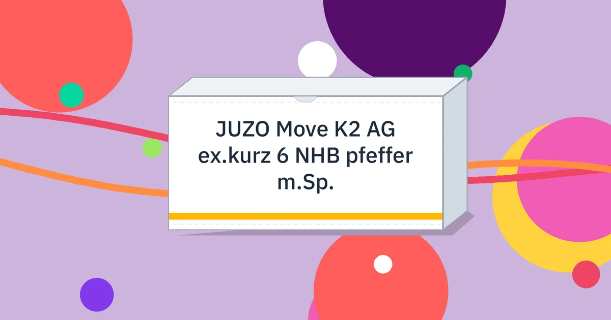 Symbolbild: Packung mit der Aufschrift JUZO Move K2 AG ex.kurz 6 NHB pfeffer m.Sp. (PZN 16637277) – Verfügbarkeit und Bezug in Apotheken in Frankfurt am Main
