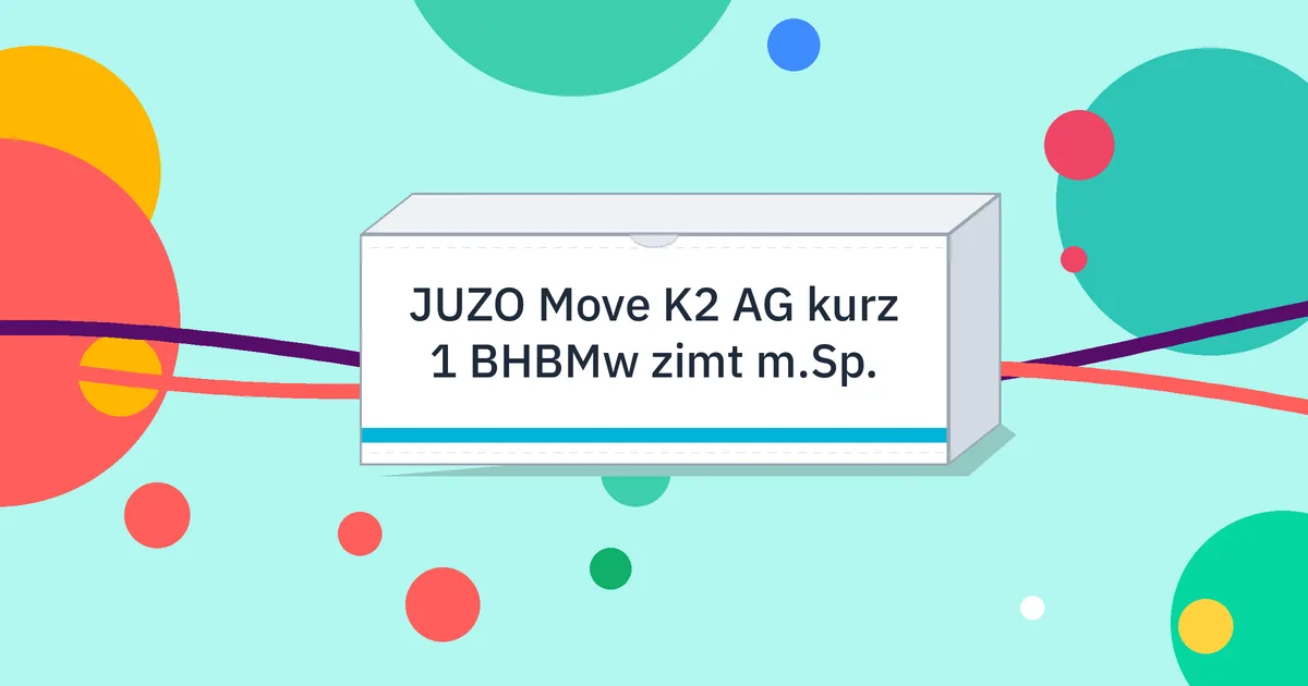 Symbolbild: Packung mit der Aufschrift JUZO Move K2 AG kurz 1 BHBMw zimt m.Sp. (PZN 18528799) – Verfügbarkeit und Bezug in Apotheken in Frankfurt am Main