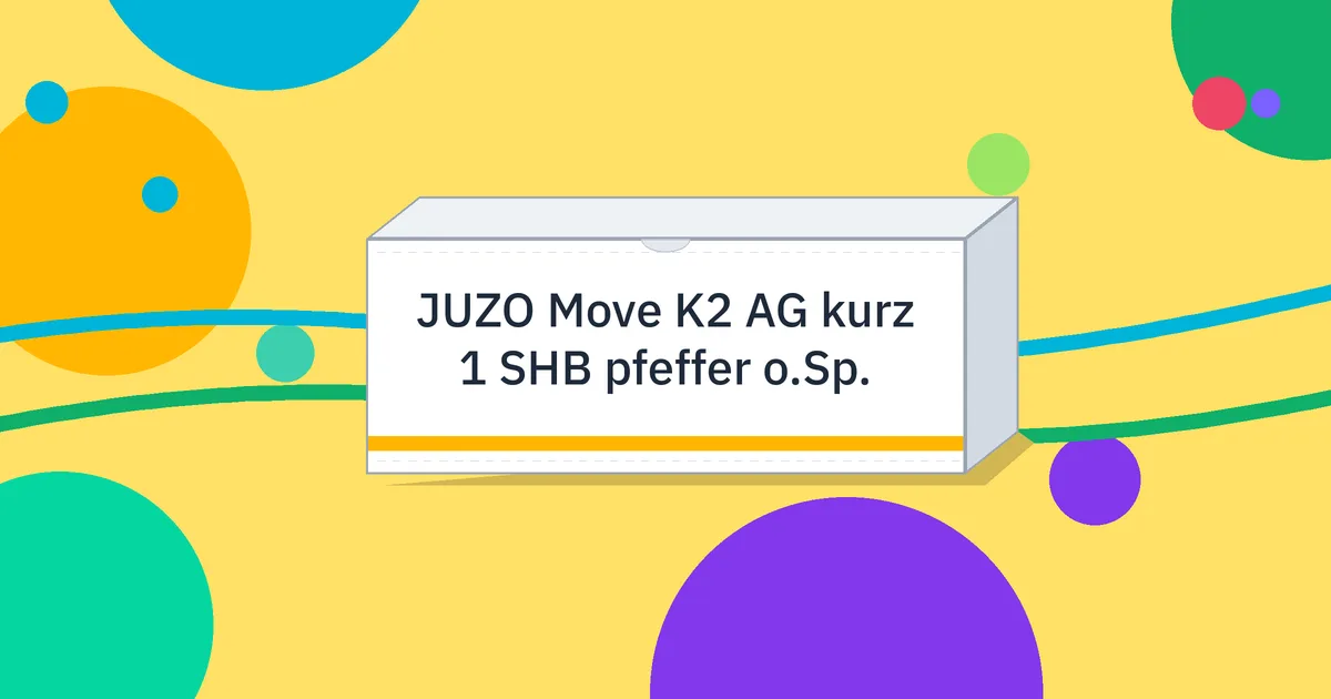 Symbolbild: Packung mit der Aufschrift JUZO Move K2 AG kurz 1 SHB pfeffer o.Sp. (PZN 16651627) – Verfügbarkeit und Bezug in Apotheken in Frankfurt am Main