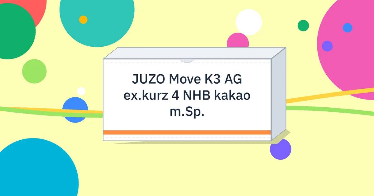 Symbolbild: Packung mit der Aufschrift JUZO Move K3 AG ex.kurz 4 NHB kakao m.Sp. (PZN 18595117) – Verfügbarkeit und Bezug in Apotheken in Frankfurt am Main