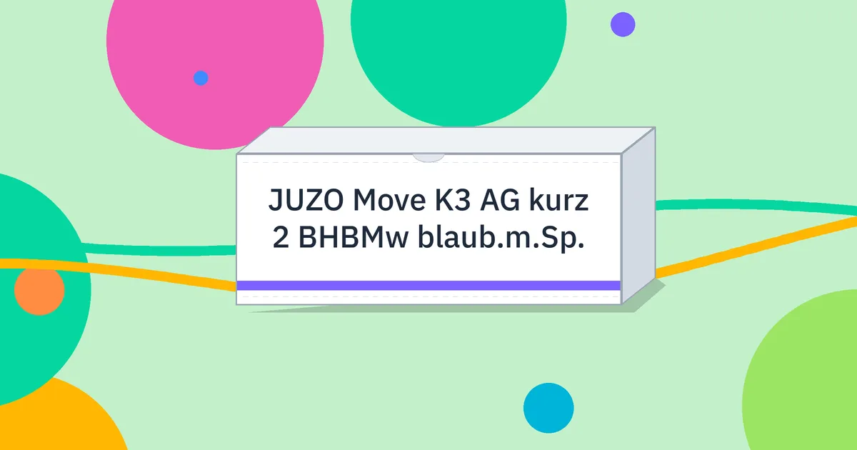 Symbolbild: Packung mit der Aufschrift JUZO Move K3 AG kurz 2 BHBMw blaub.m.Sp. (PZN 18592076) – Verfügbarkeit und Bezug in Apotheken in Frankfurt am Main