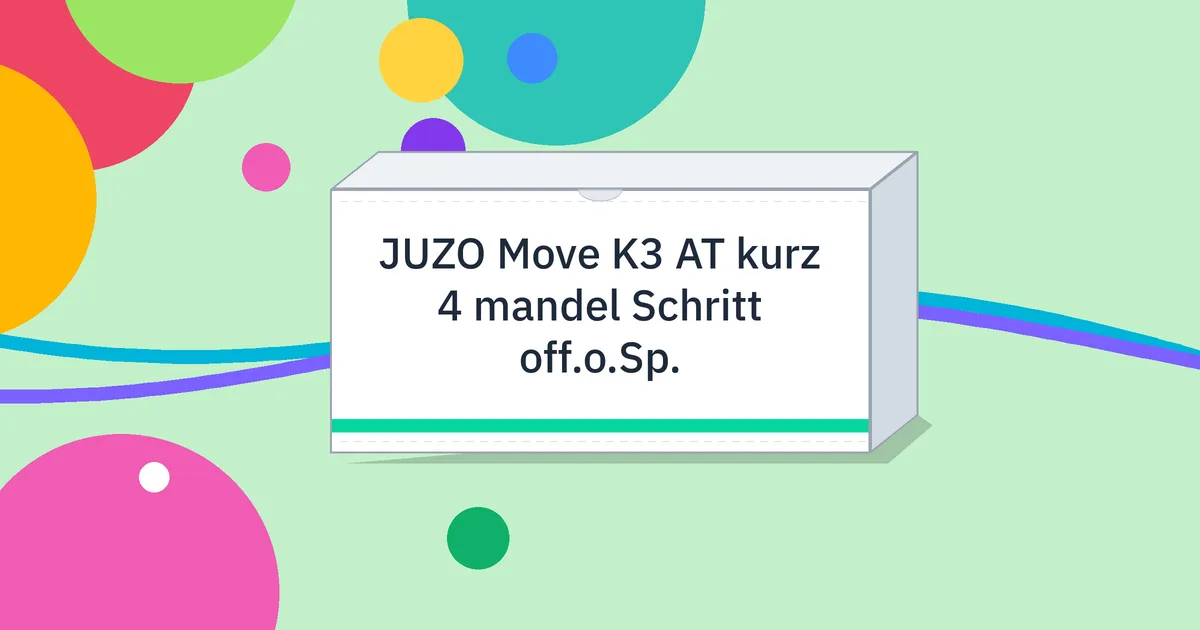 Symbolbild: Packung mit der Aufschrift JUZO Move K3 AT kurz 4 mandel Schritt off.o.Sp. (PZN 20685342) – Verfügbarkeit und Bezug in Apotheken in Frankfurt am Main