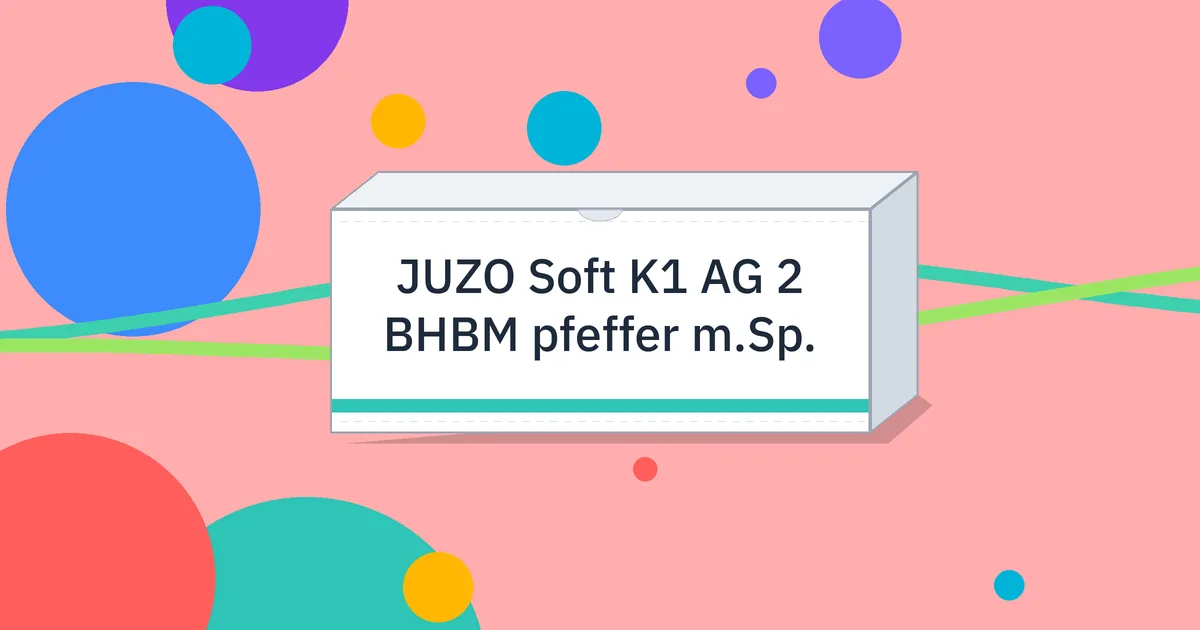 Symbolbild: Packung mit der Aufschrift JUZO Soft K1 AG 2 BHBM pfeffer m.Sp. (PZN 14854786) – Verfügbarkeit und Bezug in Apotheken in Frankfurt am Main