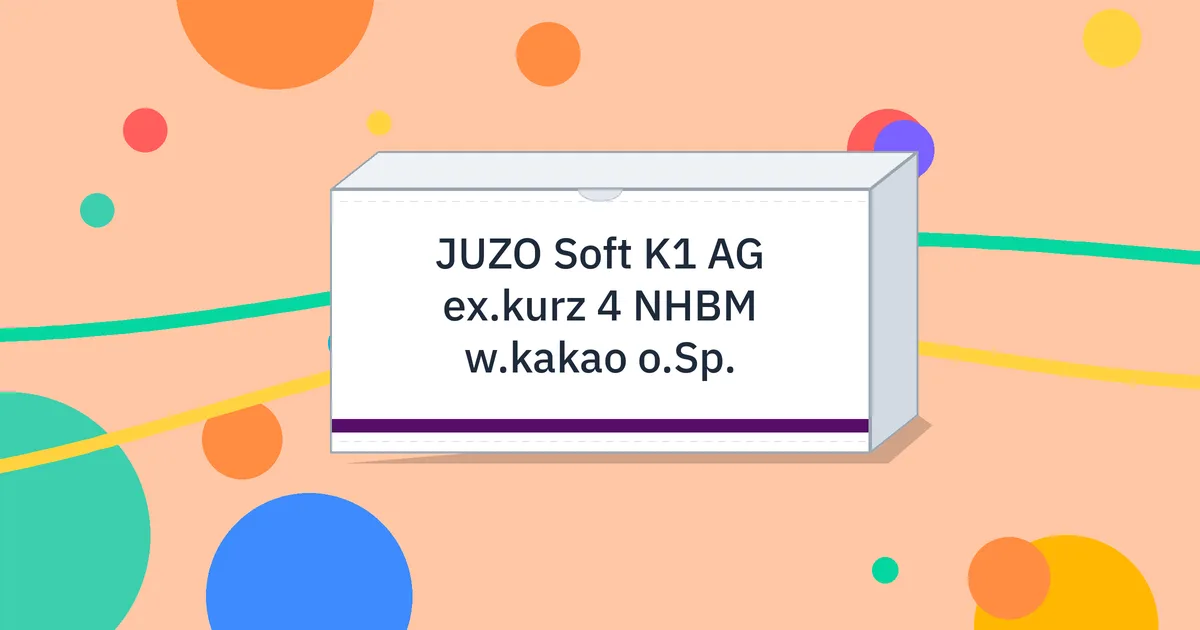 Symbolbild: Packung mit der Aufschrift JUZO Soft K1 AG ex.kurz 4 NHBM w.kakao o.Sp. (PZN 15000796) – Verfügbarkeit und Bezug in Apotheken in Frankfurt am Main