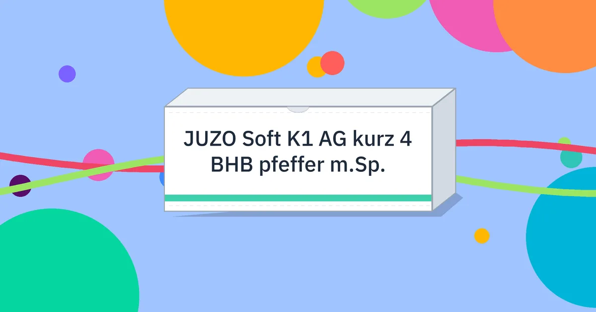 Symbolbild: Packung mit der Aufschrift JUZO Soft K1 AG kurz 4 BHB pfeffer m.Sp. (PZN 14822007) – Verfügbarkeit und Bezug in Apotheken in Frankfurt am Main