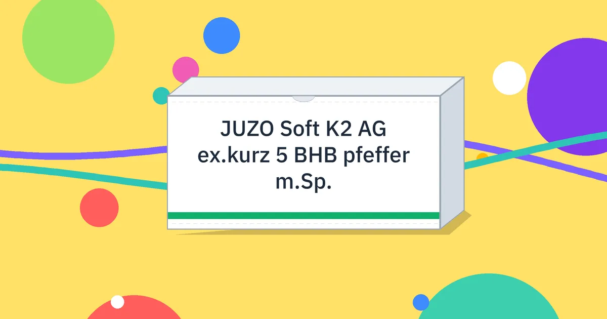 Symbolbild: Packung mit der Aufschrift JUZO Soft K2 AG ex.kurz 5 BHB pfeffer m.Sp. (PZN 14827329) – Verfügbarkeit und Bezug in Apotheken in Frankfurt am Main