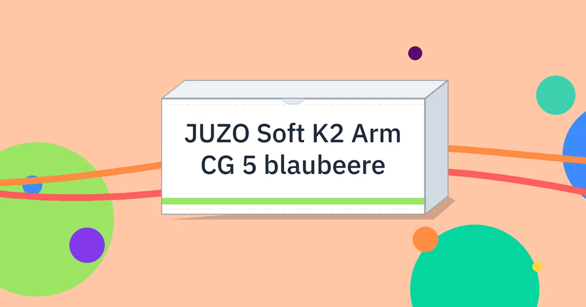Symbolbild: Packung mit der Aufschrift JUZO Soft K2 Arm CG 5 blaubeere (PZN 15512237) – Verfügbarkeit und Bezug in Apotheken in Frankfurt am Main