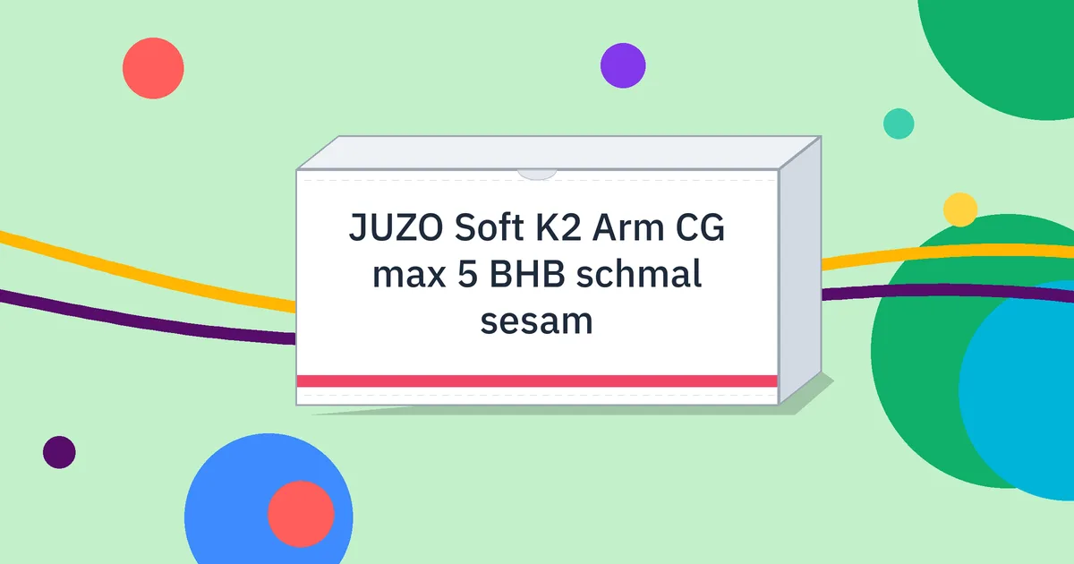 Symbolbild: Packung mit der Aufschrift JUZO Soft K2 Arm CG max 5 BHB schmal sesam (PZN 15513254) – Verfügbarkeit und Bezug in Apotheken in Frankfurt am Main