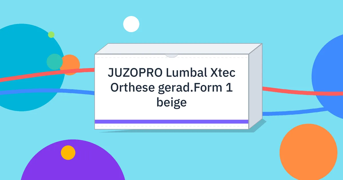 Symbolbild: Packung mit der Aufschrift JUZOPRO Lumbal Xtec Orthese gerad.Form 1 beige (PZN 16497988) – Verfügbarkeit und Bezug in Apotheken in Frankfurt am Main