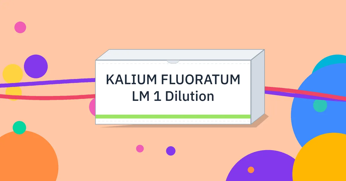 Symbolbild: Packung mit der Aufschrift KALIUM FLUORATUM LM 1 Dilution (PZN 12921366) – Verfügbarkeit und Bezug in Apotheken in Frankfurt am Main