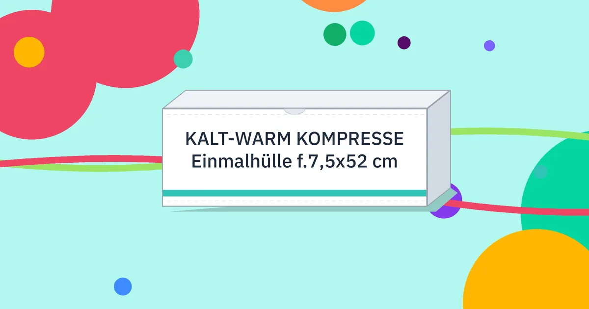 Symbolbild: Packung mit der Aufschrift KALT-WARM KOMPRESSE Einmalhülle f.7,5x52 cm (PZN 07484900) – Verfügbarkeit und Bezug in Apotheken in Frankfurt am Main