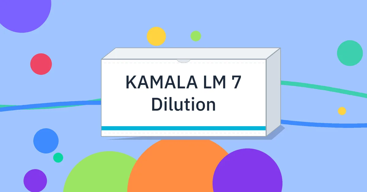 Symbolbild: Packung mit der Aufschrift KAMALA LM 7 Dilution (PZN 13517986) – Verfügbarkeit und Bezug in Apotheken in Frankfurt am Main