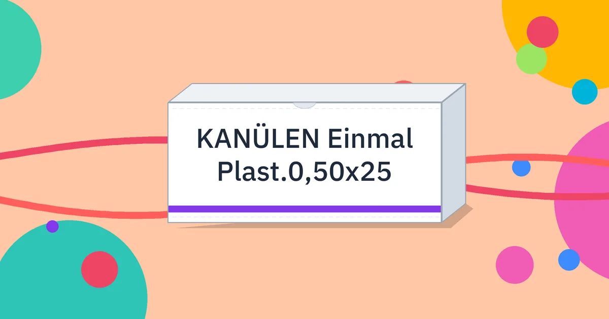 Symbolbild: Packung mit der Aufschrift KANÜLEN Einmal Plast.0,50x25 (PZN 01964622) – Verfügbarkeit und Bezug in Apotheken in Frankfurt am Main