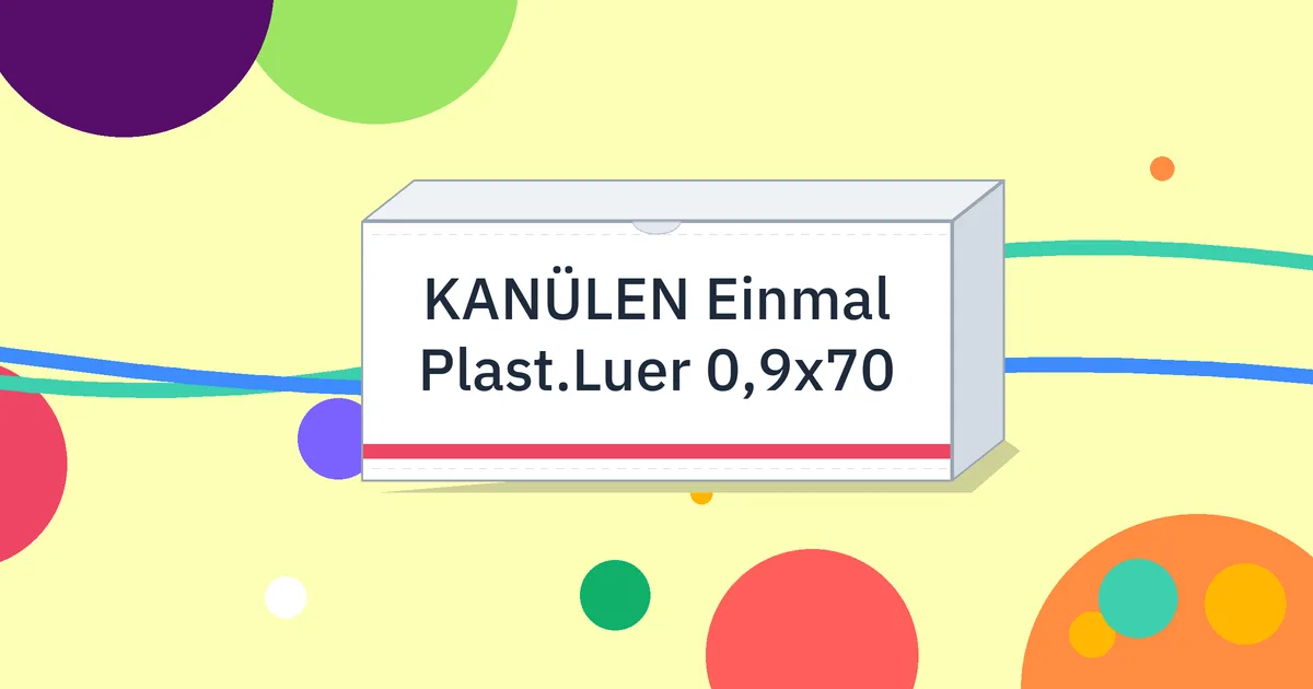 Symbolbild: Packung mit der Aufschrift KANÜLEN Einmal Plast.Luer 0,9x70 (PZN 02440387) – Verfügbarkeit und Bezug in Apotheken in Frankfurt am Main