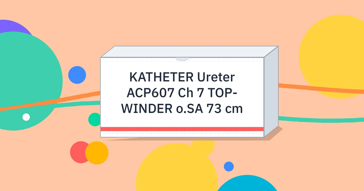 Symbolbild: Packung mit der Aufschrift KATHETER Ureter ACP607 Ch 7 TOP-WINDER o.SA 73 cm (PZN 00752906) – Verfügbarkeit und Bezug in Apotheken in Frankfurt am Main