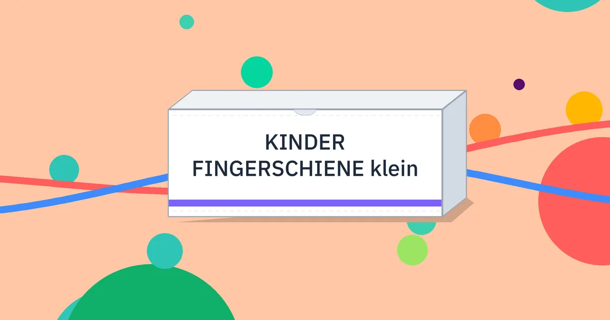 Symbolbild: Packung mit der Aufschrift KINDER FINGERSCHIENE klein (PZN 02639031) – Verfügbarkeit und Bezug in Apotheken in Frankfurt am Main