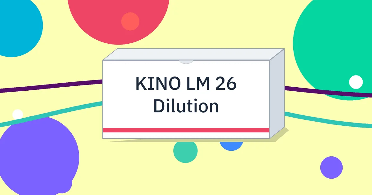 Symbolbild: Packung mit der Aufschrift KINO LM 26 Dilution (PZN 13518661) – Verfügbarkeit und Bezug in Apotheken in Frankfurt am Main