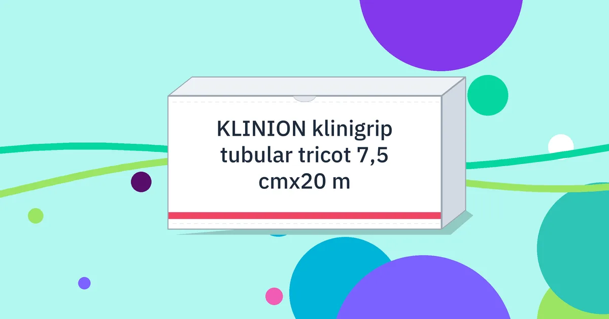 Symbolbild: Packung mit der Aufschrift KLINION klinigrip tubular tricot 7,5 cmx20 m (PZN 19851806) – Verfügbarkeit und Bezug in Apotheken in Frankfurt am Main