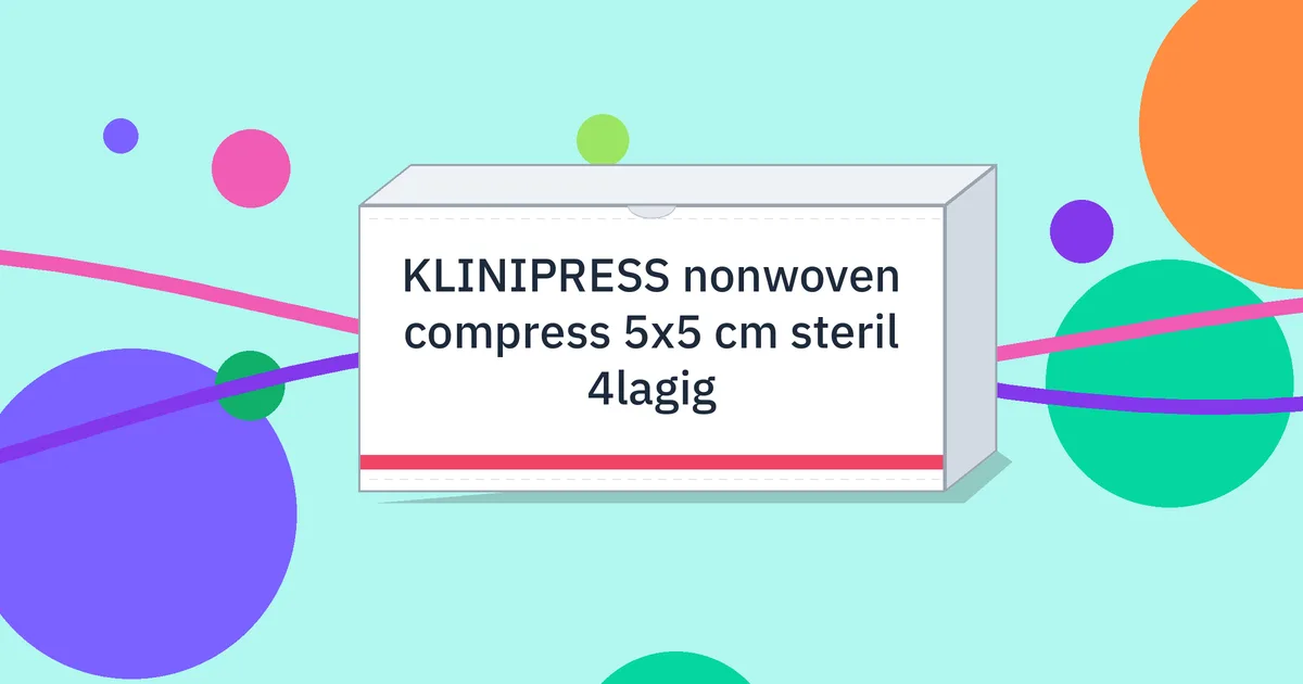 Symbolbild: Packung mit der Aufschrift KLINIPRESS nonwoven compress 5x5 cm steril 4lagig (PZN 13242319) – Verfügbarkeit und Bezug in Apotheken in Frankfurt am Main