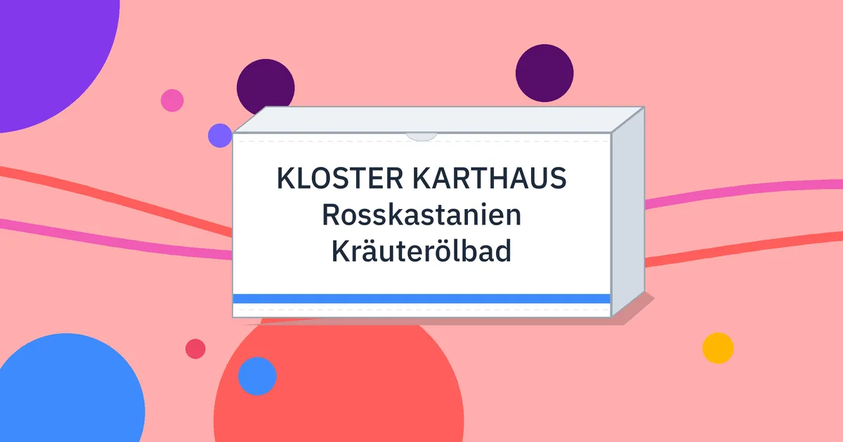 Symbolbild: Packung mit der Aufschrift KLOSTER KARTHAUS Rosskastanien Kräuterölbad (PZN 01528499) – Verfügbarkeit und Bezug in Apotheken in Frankfurt am Main