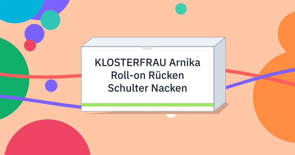 Symbolbild: Packung mit der Aufschrift KLOSTERFRAU Arnika Roll-on Rücken Schulter Nacken (PZN 13577250) – Verfügbarkeit und Bezug in Apotheken in Frankfurt am Main