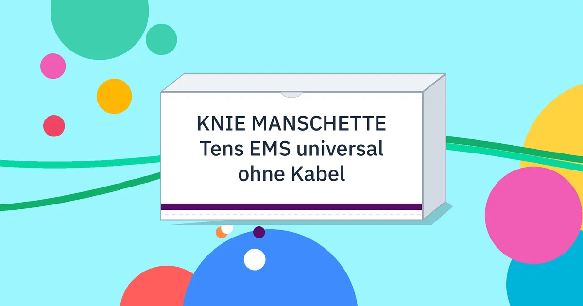 Symbolbild: Packung mit der Aufschrift KNIE MANSCHETTE Tens EMS universal ohne Kabel (PZN 20015682) – Verfügbarkeit und Bezug in Apotheken in Frankfurt am Main