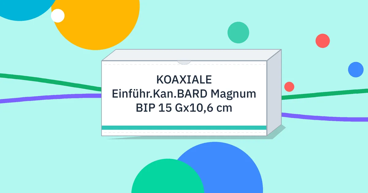 Symbolbild: Packung mit der Aufschrift KOAXIALE Einführ.Kan.BARD Magnum BIP 15 Gx10,6 cm (PZN 04504140) – Verfügbarkeit und Bezug in Apotheken in Frankfurt am Main