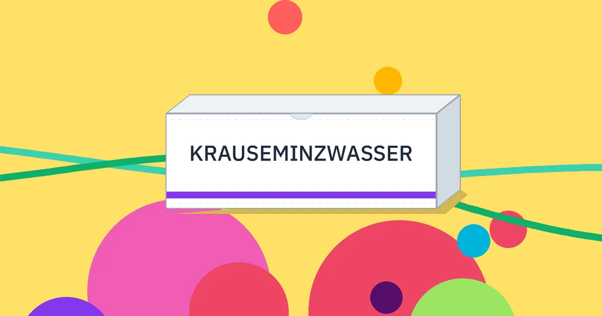 Symbolbild: Packung mit der Aufschrift KRAUSEMINZWASSER (PZN 02589014) – Verfügbarkeit und Bezug in Apotheken in Frankfurt am Main