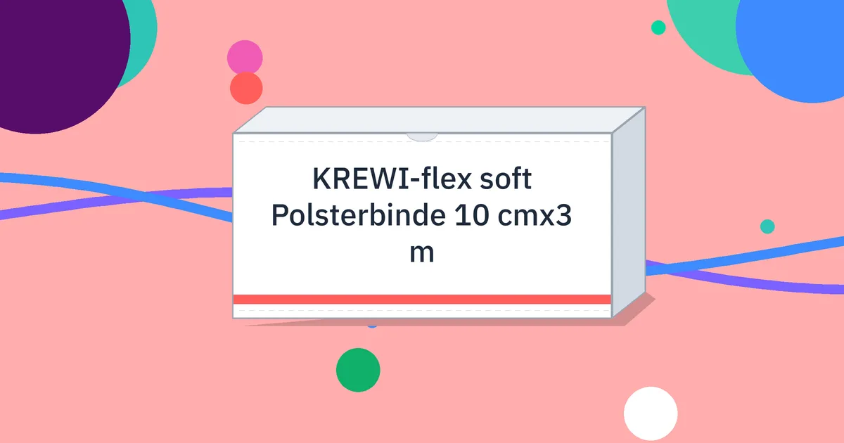 Symbolbild: Packung mit der Aufschrift KREWI-flex soft Polsterbinde 10 cmx3 m (PZN 10345800) – Verfügbarkeit und Bezug in Apotheken in Frankfurt am Main