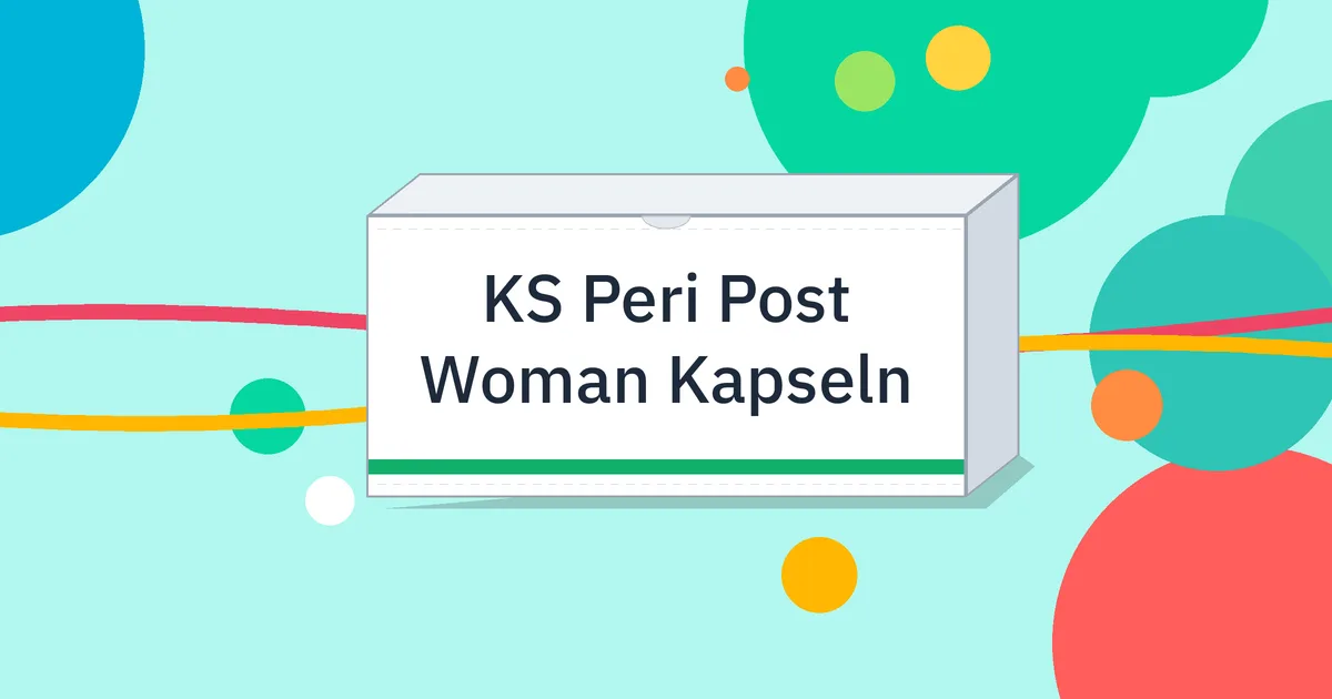 Symbolbild: Packung mit der Aufschrift KS Peri Post Woman Kapseln (PZN 20328582) – Verfügbarkeit und Bezug in Apotheken in Frankfurt am Main