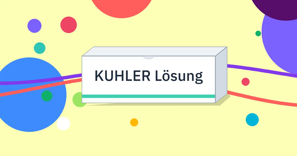 Symbolbild: Packung mit der Aufschrift KUHLER Lösung (PZN 04988698) – Verfügbarkeit und Bezug in Apotheken in Frankfurt am Main