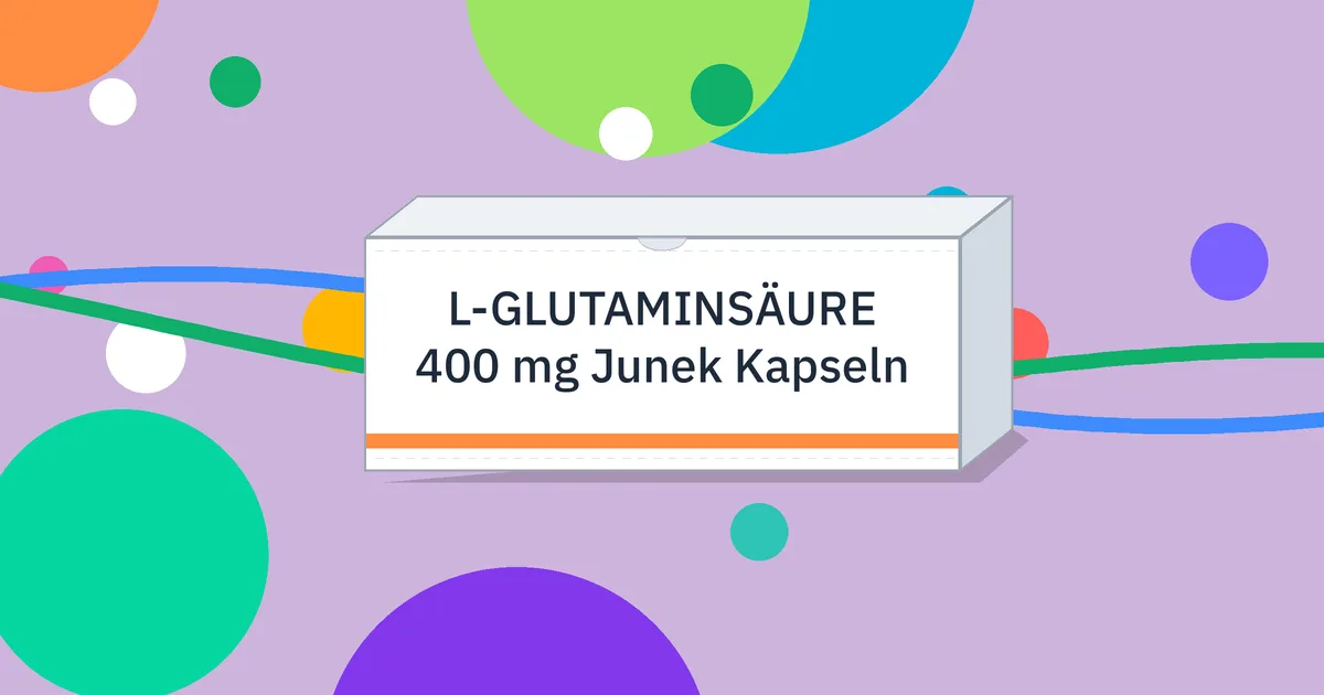 Symbolbild: Packung mit der Aufschrift L-GLUTAMINSÄURE 400 mg Junek Kapseln (PZN 10523756) – Verfügbarkeit und Bezug in Apotheken in Frankfurt am Main