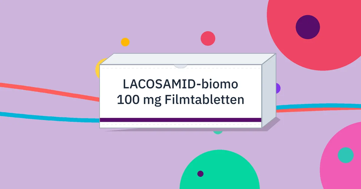Symbolbild: Packung mit der Aufschrift LACOSAMID-biomo 100 mg Filmtabletten (PZN 17212462) – Verfügbarkeit und Bezug in Apotheken in Frankfurt am Main