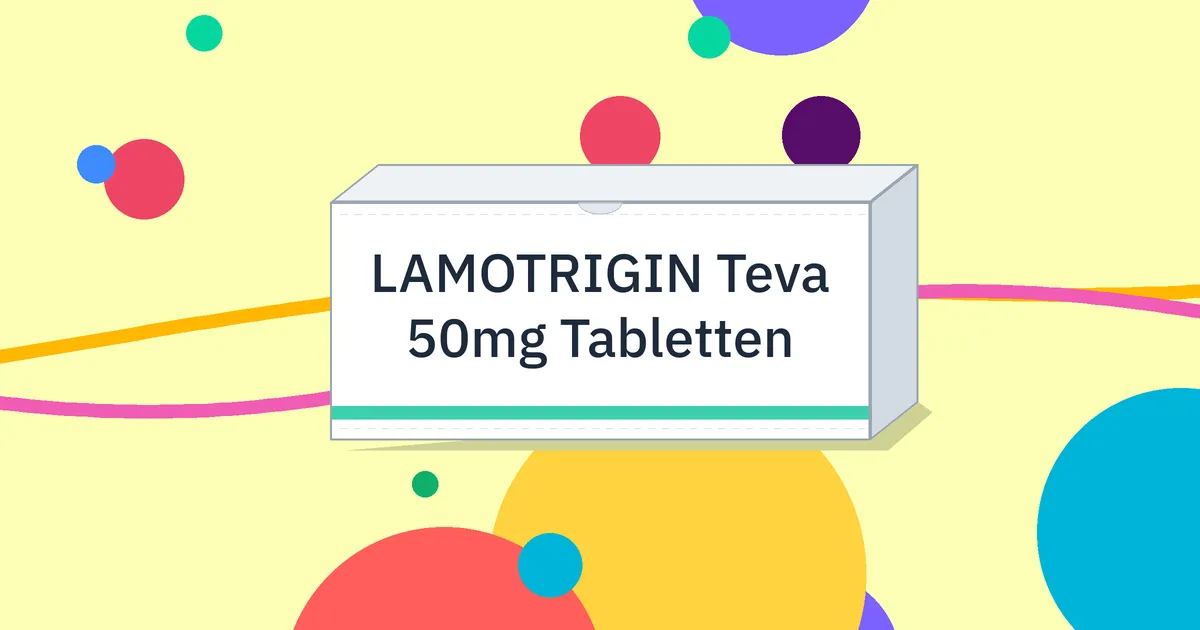 Symbolbild: Packung mit der Aufschrift LAMOTRIGIN Teva 50mg Tabletten (PZN 00080996) – Verfügbarkeit und Bezug in Apotheken in Frankfurt am Main