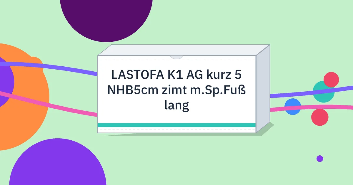 Symbolbild: Packung mit der Aufschrift LASTOFA K1 AG kurz 5 NHB5cm zimt m.Sp.Fuß lang (PZN 13793120) – Verfügbarkeit und Bezug in Apotheken in Frankfurt am Main