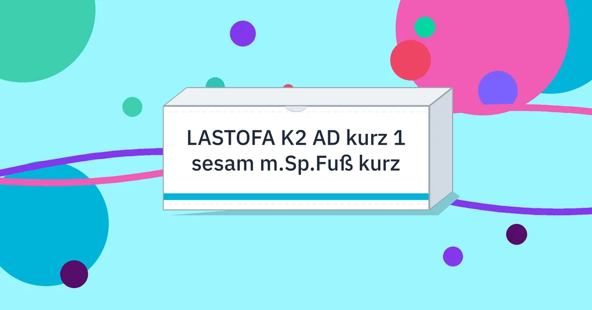 Symbolbild: Packung mit der Aufschrift LASTOFA K2 AD kurz 1 sesam m.Sp.Fuß kurz (PZN 13799619) – Verfügbarkeit und Bezug in Apotheken in Frankfurt am Main