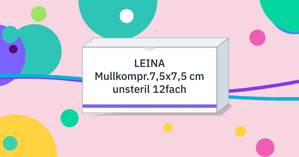 Symbolbild: Packung mit der Aufschrift LEINA Mullkompr.7,5x7,5 cm unsteril 12fach (PZN 08716488) – Verfügbarkeit und Bezug in Apotheken in Frankfurt am Main