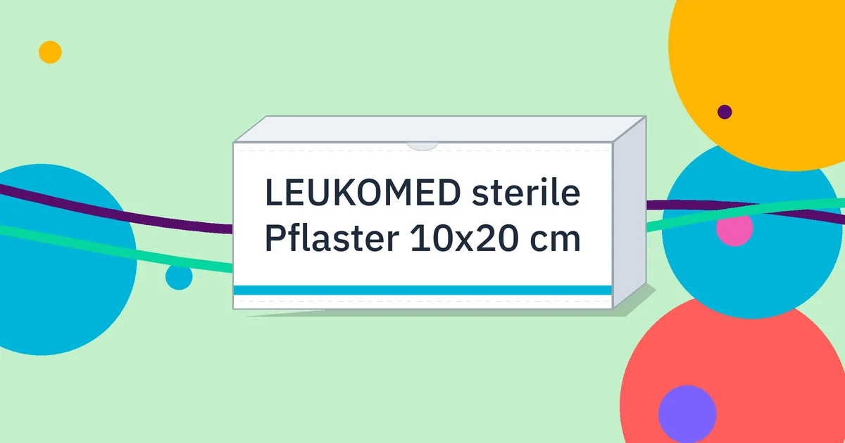 Symbolbild: Packung mit der Aufschrift LEUKOMED sterile Pflaster 10x20 cm (PZN 18437424) – Verfügbarkeit und Bezug in Apotheken in Frankfurt am Main