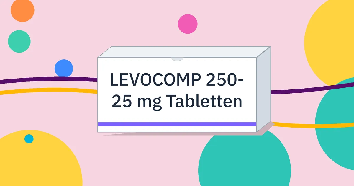 Symbolbild: Packung mit der Aufschrift LEVOCOMP 250-25 mg Tabletten (PZN 03446570) – Verfügbarkeit und Bezug in Apotheken in Frankfurt am Main